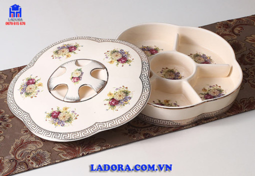Khay đựng mứt Tết bằng gốm sứ xinh đẹp và thanh lịch tại Ladora